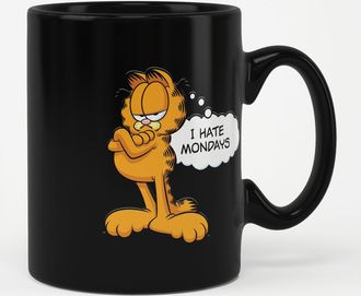 Garfield Offizielles Lizenzprodukt I Hate Mondays Kaffeebecher (Schwarz)
