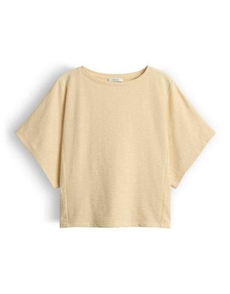 OPUS Kurzarmshirt SOLCHEN mit Oversize-Schnitt U-Boot-Ausschnitt und Teilungsn&auml;hte wirken modern