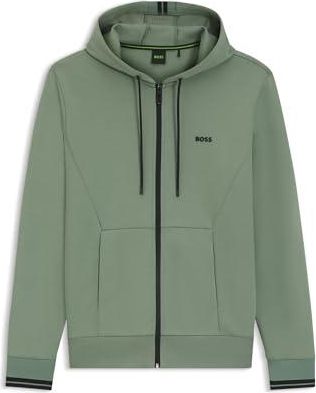 BOSS Hommes FZ Hoodie Zone Sweat &agrave; Capuche zipp&eacute; en Coton m&eacute;lang&eacute; &agrave; Rayures