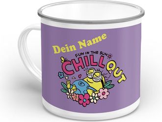 Picanova Tasse Minions mit Name - Personalisierte Emaille Tasse 300 ml - Kinderbecher Personalisiert mit Namen - Geschenk f&uuml;r M&auml;dchen und Fans der Ich - Einfac