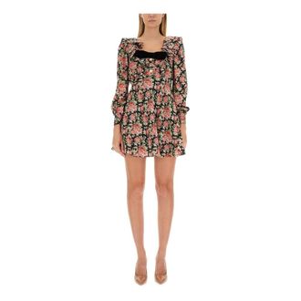 Alessandra Rich Mini-robe &agrave; imprim&eacute; de roses et en velours - Femme - Robes - Multicolore - Taille: 36 FR