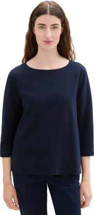 Tom Tailor Damen 1043102 Langarm Shirt mit Struktur, 10668-Sky Captain Blue, S