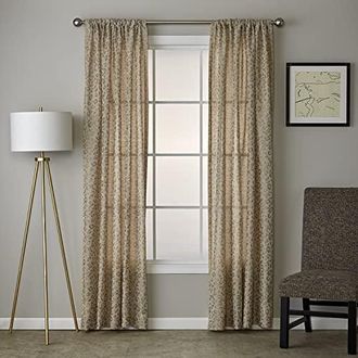 SKL Home by Saturday Knight Ltd. Geparden-Vorhang mit Punkten, 132 x 213 cm, Toast