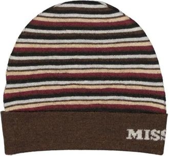 Missoni Caps & M&uuml;tzen - Ribbed Trim Wool Hat With Striped Pattern - Gr. ONE SIZE - in Schwarz - f&uuml;r Damen