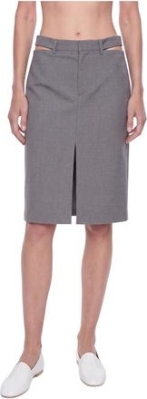 Jil Sander Femme, Jupes, Gris, Taille: 42 FR Jupe Midi &agrave; Fente et D&eacute;coupe