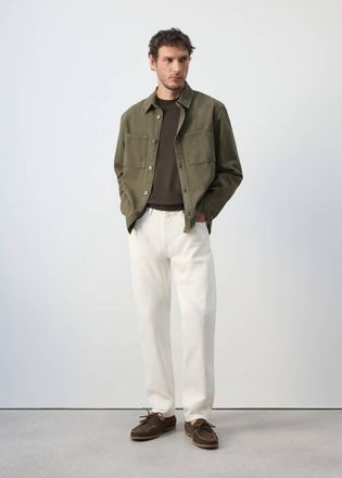 Mango Surchemise en jean poches kaki - Homme - XXL - MANGO MAN