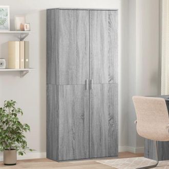 vidaXL Vidaxl - Buffet haut sonoma gris 80x35x180 cm bois ding&eacute;nierie