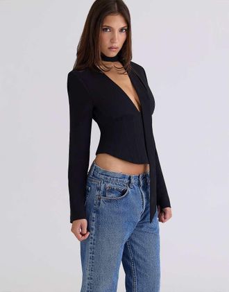 House of CB Danya - Top corset coupe sablier en cr&ecirc;pe - Noir