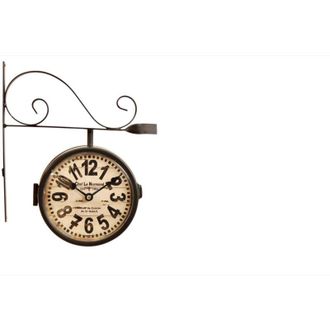 D&eacute;coration d'Autrefois Decoration D Autrefois - Horloge de gare ancienne double face chef le normand - Fer Forg&eacute; - Blanc - D&eacute;coration dAutrefois