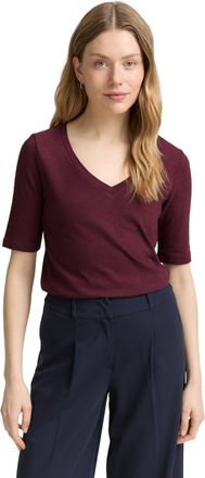 Tom Tailor Damen 1048308 T-Shirt mit V-Ausschnitt, 16427-Bordeaux Red, 3XL
