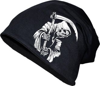 Spass Kostet Herren M&auml;nner Long Beanie Sensenmann Totenkopf Tod Skull Death Head winterm&uuml;tze