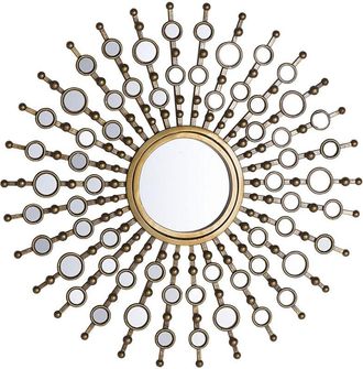 Beliani Beliani - Wandspiegel Gold Metall Glas Rund 70 cm Sonnenmuster Retro