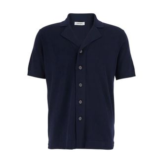 KANGRA Homme, Chemises, Bleu, Taille: XL Notched Revers Collar Short-sleeve Shirt