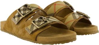 Burberry Womens Lf Urchin Sandals - Burberry Leather Brown Beige Calfskin Shoes