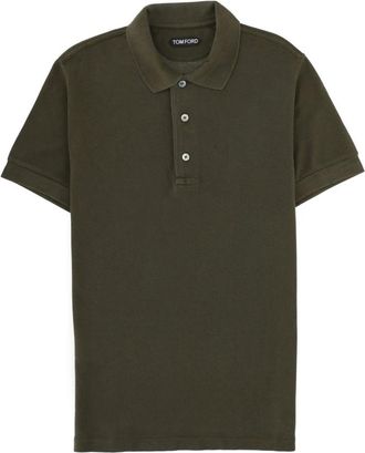 Tom Ford Homme, Tops, Vert, Taille: 2XL Lyocell Piquet SS Polo