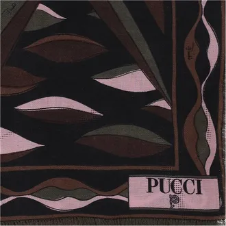 Emilio Pucci Silk-Wool Blend Scarf - Khaki
