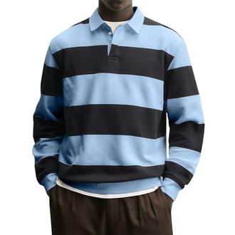 Generic Sweat-shirt &agrave; col rond pour homme - Pull chaud - Veste de sport - Manches longues - Chemises d&eacute;contract&eacute;es en coton - Pull d&eacute;contract&eacute; pour homme, ble