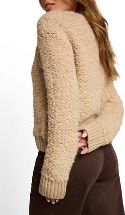 Tom Tailor Cardigan Strickjacke in trendiger Boucl&eacute;-Optik / Rundhals mit Knopfleiste