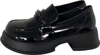 Generic Mocassins Femme Plateforme Chunky Bout Rond Chaussures De Marche &agrave; Talon &Eacute;pais Chaussures Mocassins Loafers en Cuir PU R&eacute;tro L&eacute;g&egrave;res Confortable Tenda