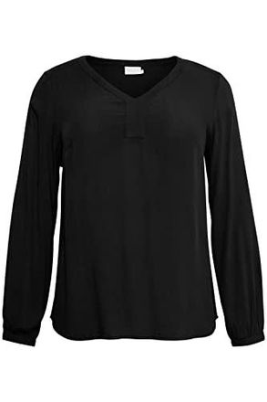 Kaffe Curve Femme Kaffe Curve Womens Plus Size Long Sleeves V-neck Blouse, Black Deep, 52 Grande taille EU