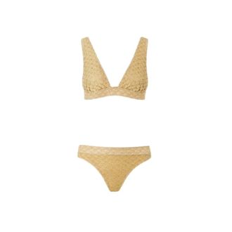 Missoni Femme, Maillots de bain, Jaune, Taille: 38 FR Bikini Bralette en viscose lam&eacute;e avec confection Raschel