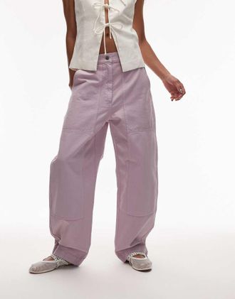 Arket Pantalon de travail à triples surpiqûres - Lilas délavé-Violet