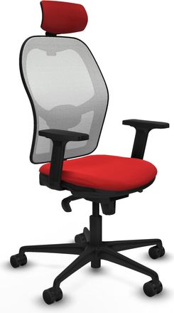 Piqueras y Crespo Stuhl f&uuml;r lange Arbeitsstunden mit 2D-Armen, h&ouml;henverstellbare Lendenwirbelst&uuml;tze und h&ouml;henverstellbares Kopfteil in H&ouml;he und Neigung, Wei&szlig;/Rot