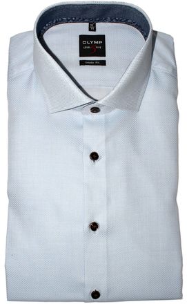 Olymp Level Five Body fit Hemd Halbarm Haifischkragen Struktur blau Gr&ouml;&szlig;e 39