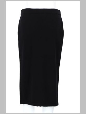 Tory Burch Wool Scalloped Hem Skirt - Black