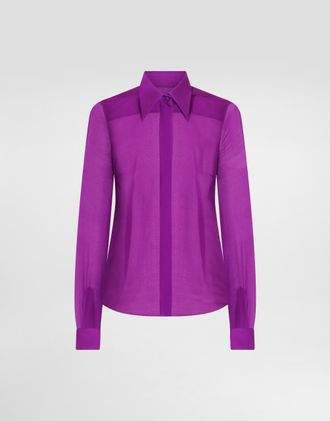 Dolce & Gabbana Chiffon Shirt - Frau Blusen Und Tops Purple Seide 50
