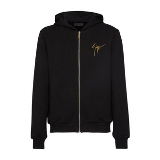 Giuseppe Zanotti Baumwoll-Sweatshirt mit Kapuze und durchgehendem Rei&szlig;verschluss- Rundhalsausschnitt und langen &Auml;rmeln - - Sweatshirts & Hoodies - Herren - Schwarzk - 
