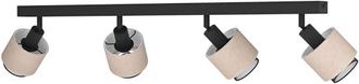Eglo Deckenstrahler Rosley, Deckenlampe 4-fach, Deckenleuchte mit schwenkbaren Spots aus Textil in Natur und schwarzem Metall, Deckenspots mit E14 Fassung