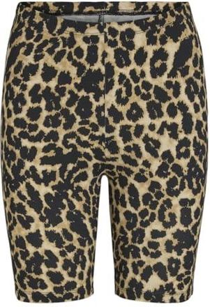 Vila Vila Vicool Hw Biker Shorts, Noir/imprimé léopard, L Femme