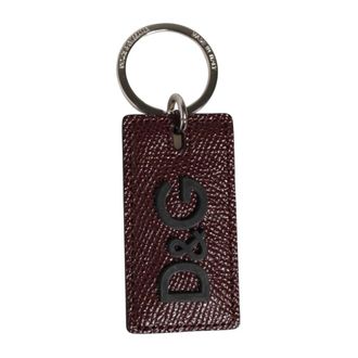 Dolce & Gabbana Dunkelbrauner Leder Schl&uuml;sselanh&auml;nger Metallring - - Accessories - Herren - Braun - ONE SIZE