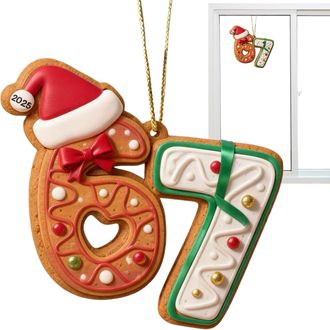 Generic Weihnachtskugel mit Zahl 67 - Personalisierte Acryl-Kugel mit Jutegarn im Landhausstil | 2D-Deko f&uuml;r Baum, Fenster oder Auto | Besonderes Geschenk zum