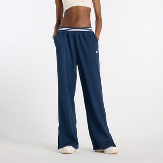 New Balance Femme Post Season Pique Track Pant en Bleu, Poly Knit, Taille XL