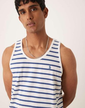 Polo Ralph Lauren Débardeur à rayures et logo emblématique - Blanc/bleu