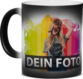 Tassendruck Tasse selbst gestalten/Personalisierbar mit eigenem Foto oder Text Bedrucken/Thermoeffekt/Farbwechseltasse/Magic Cup/Motivtasse/Werbetasse/Zaubertasse