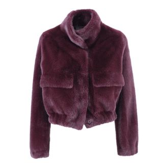 VALENTINI 1972 Valentini 1972, Femme, Vestes, Violet, Taille: 34 FR Veste en fourrure synthétique à col montant