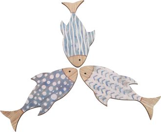 Cabilock 3 St&uuml;ck Wanddeko Holz Fischform Strandhaus Dekoration K&uuml;stenstil Holz Wandfische Nautische Zimmerdeko Au&szlig;enbereich