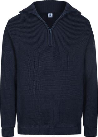 Hanseheld Troyer Merino Blau GOTS 54 | GOTS Zertifiziert | Bio | Pullover | Troyer-Kragen mit Rei&szlig;verschluss | 100% Schurwolle | Made in Germany | Strickpullove