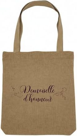Fabulous Sac Shopping Tote Bag Aspect Lin - Demoiselle dHonneur Calligraphie Mariage Noces Fianc&eacute;e - Sac de Courses Toile Epaisse 360g Beige Naturel Cabas Port