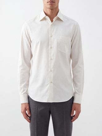 Brunello Cucinelli Chemise slim fit en popeline de coton &agrave; col fran&ccedil;ais