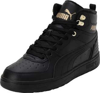 Puma Unisex Rebound Rugged Sneaker, Black Black Team Gold, 44.5 EU