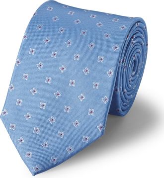 CHARLES TYRWHITT Krawatte aus Seide mit geometrischem Muster - Hellblau