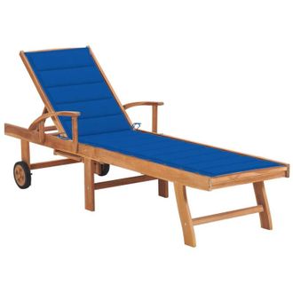 vidaXL Vidaxl - Sonnenliege mit Auflage K&ouml;nigsblau Massivholz Teak