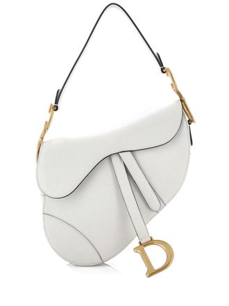 Dior sac port&eacute; &eacute;paule Saddle Handbag m&eacute;dium en cuir - Blanc