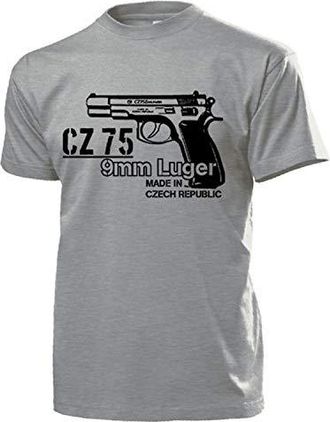Copytec T-shirt de tir CZ 75 - 9 mm - Pour le tir - Motif poing tchèque - 17744 - Gris - XX-Large