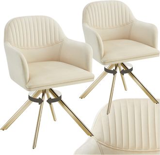 TecTake Esszimmerstuhl drehbar, Armlehnstuhl drehbar, ergonomischer Stuhl Samt, St&uuml;hle f&uuml;r Esszimmer, M&ouml;bel f&uuml;r Wohnzimmer, Arbeitszimmer, Esstisch, Schminkti