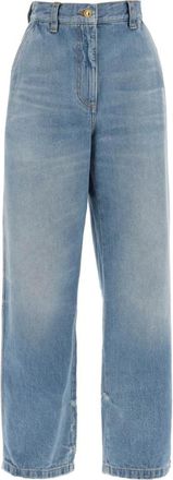 Palm Angels Femme, Jeans, Bleu, Taille: W26 Pantalon large en denim d&eacute;lav&eacute; avec logo